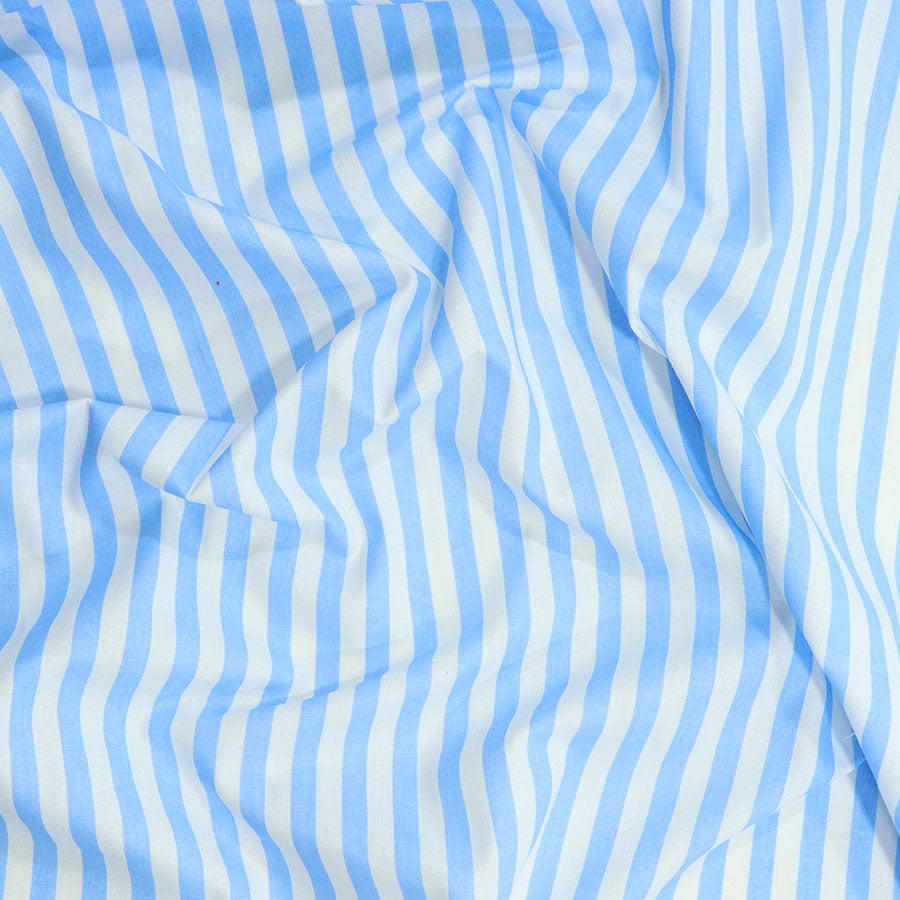 Tecido Tricoline Estampado Listrado Azul