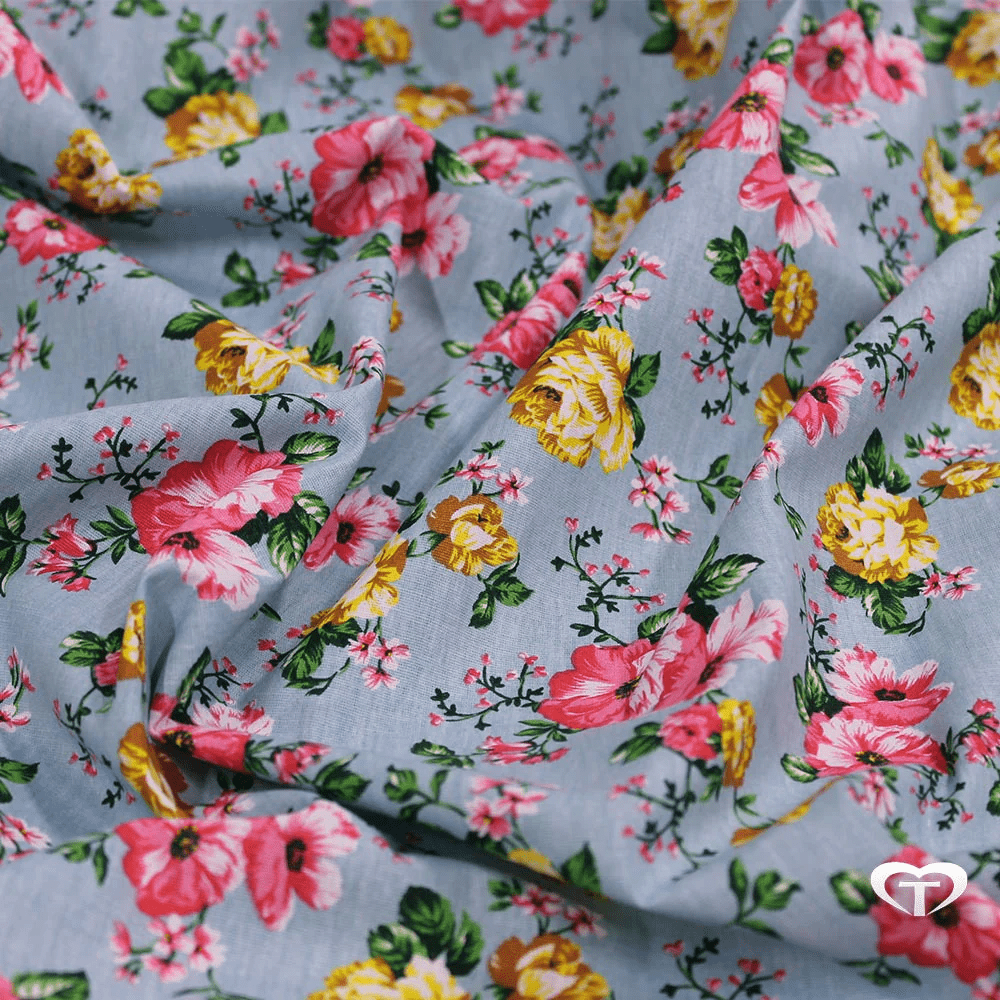 Tecido Tricoline Estampado Floral 100% Algodão Peripan